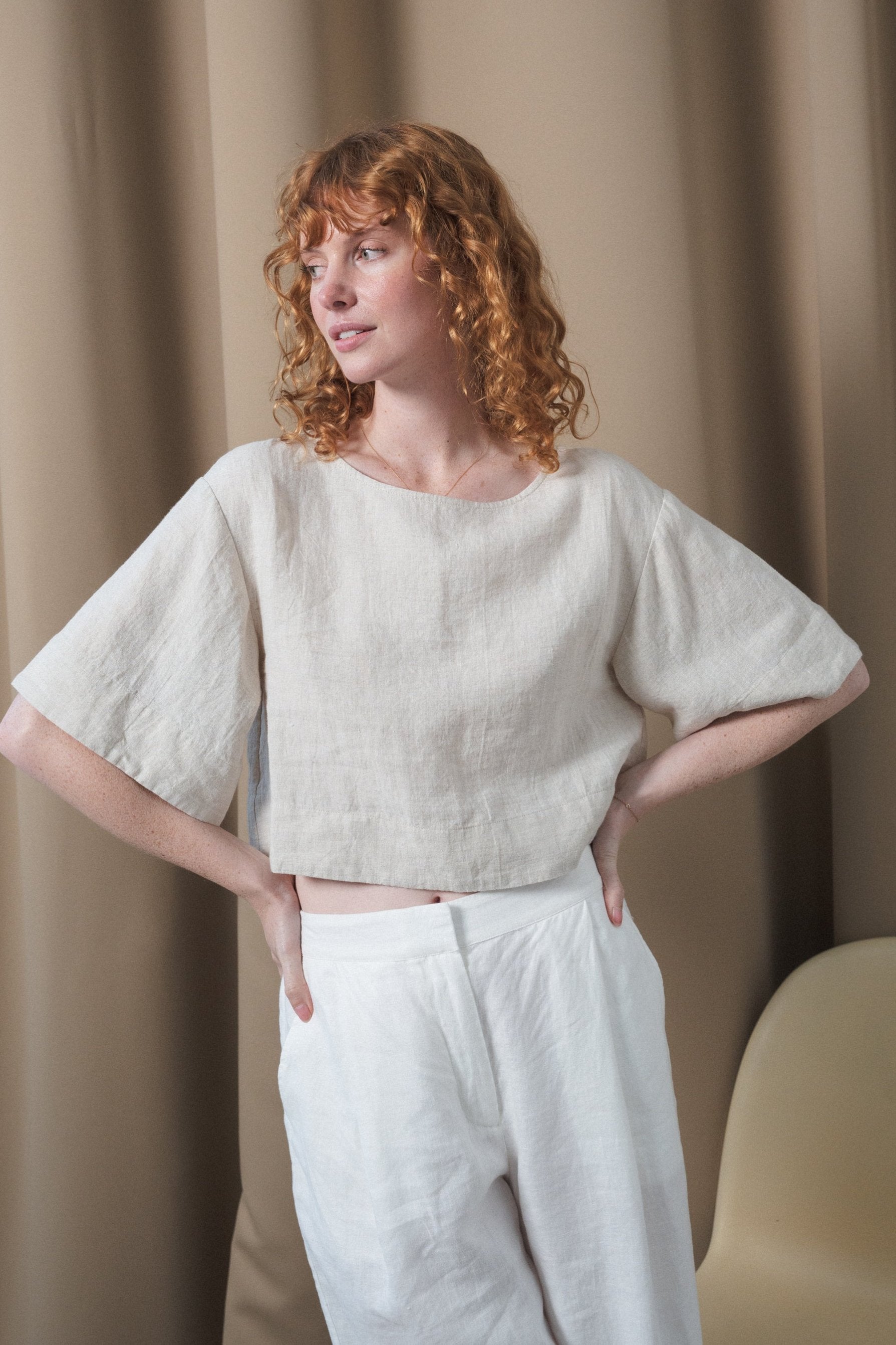 Maya Linen Top in Oatmeal - European linen – LILLY PILLY COLLECTION