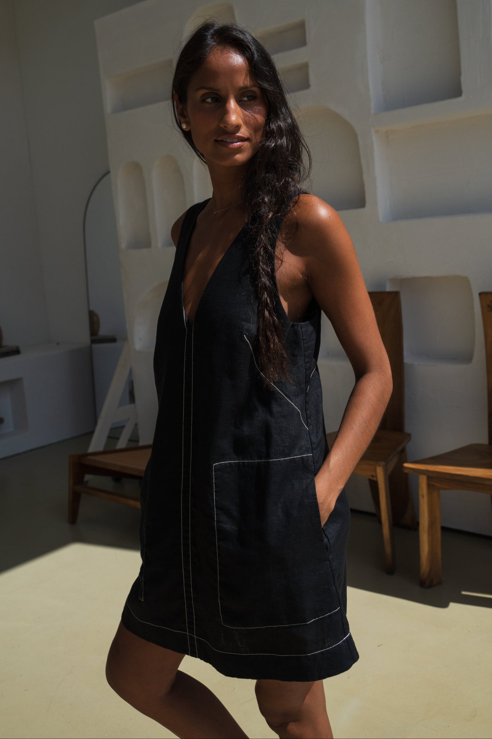 Isla Linen Dress in Black - European linen – LILLY PILLY COLLECTION